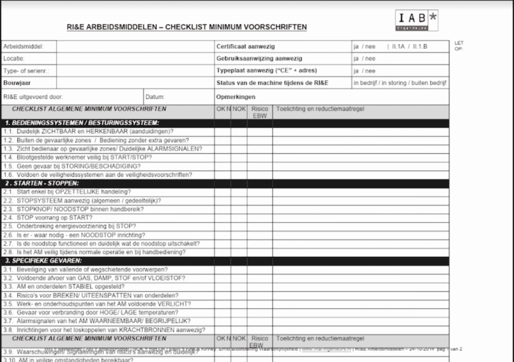 Checklist minimum voorschriften voor arbeidsmiddelen – Webshop en e ...